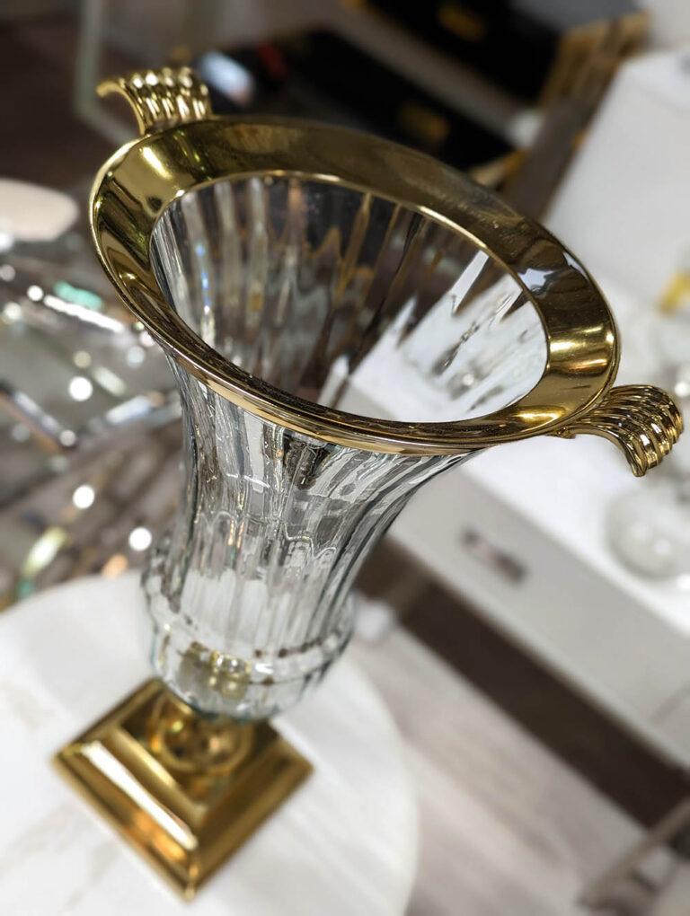 WAZON SZKLANY ze złotym detalem nowoczesny - Decor&You