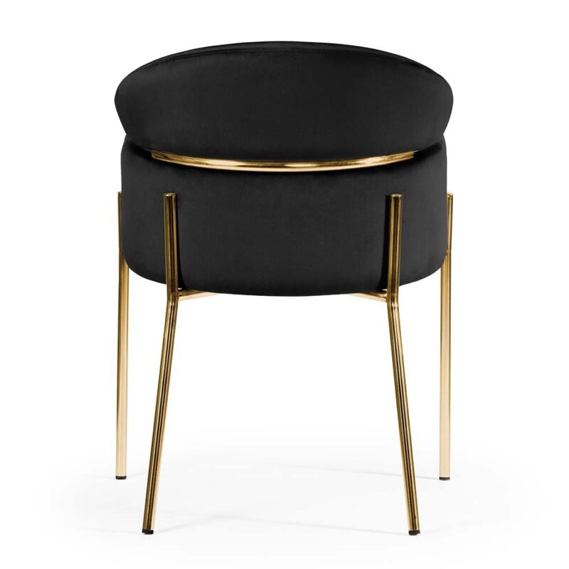 KRZESŁO czarne ze złotymi nogami, designerskie, kubełkowe siedzisko, glamour - Decor&You